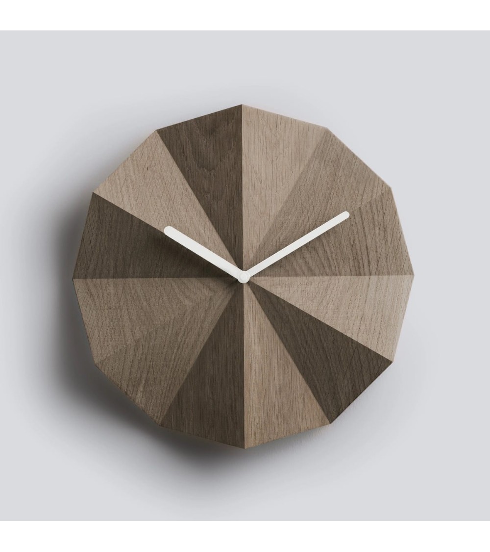 Modern Wooden Wall Clock - Delta Clock Smoked Oak - LAWA DESIGN