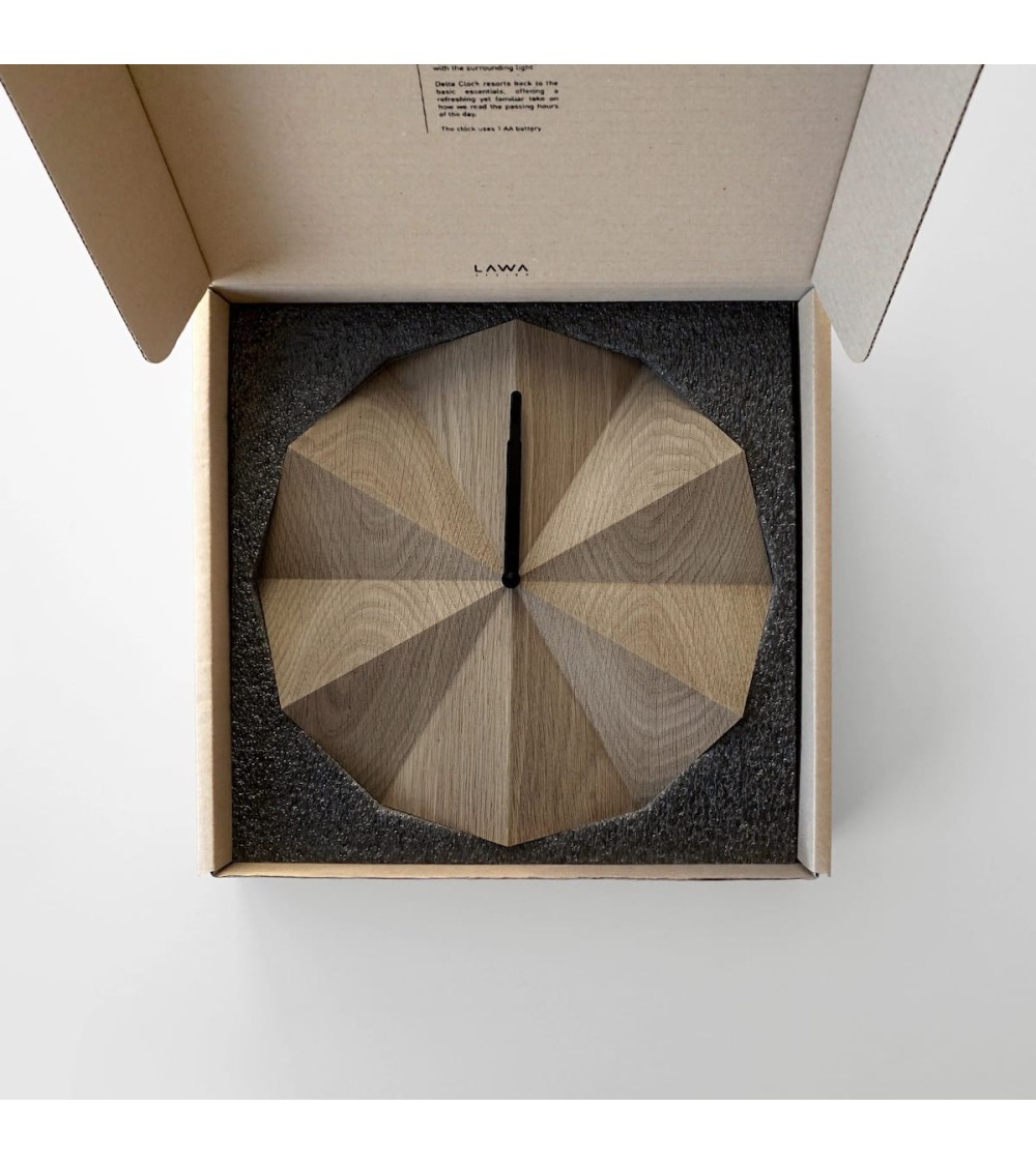 Modern Wooden Wall Clock - Delta Clock Smoked Oak - LAWA DESIGN