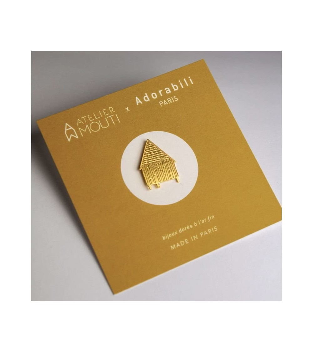 Gold plated Enamel Pins - Hut on stilts x Atelier Mouti - Adorabili Paris